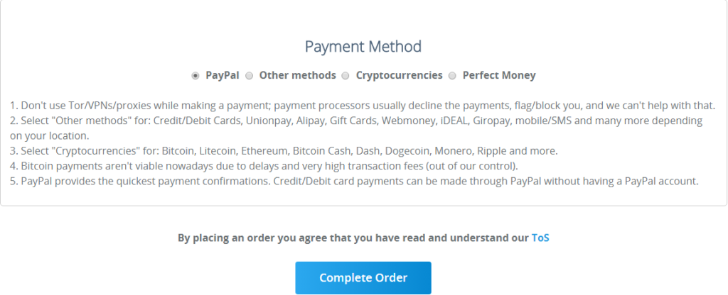 select payment method